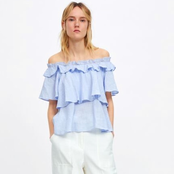 Zara | Tops | Zara Ruffled Top Off Shoulder | Poshmark